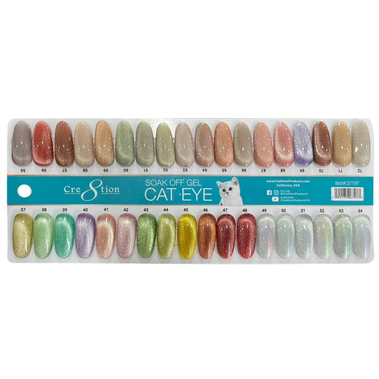 CRE8TION COLOR CHART - CAT EYE # 37-72 (free color palette) – NW Nail ...